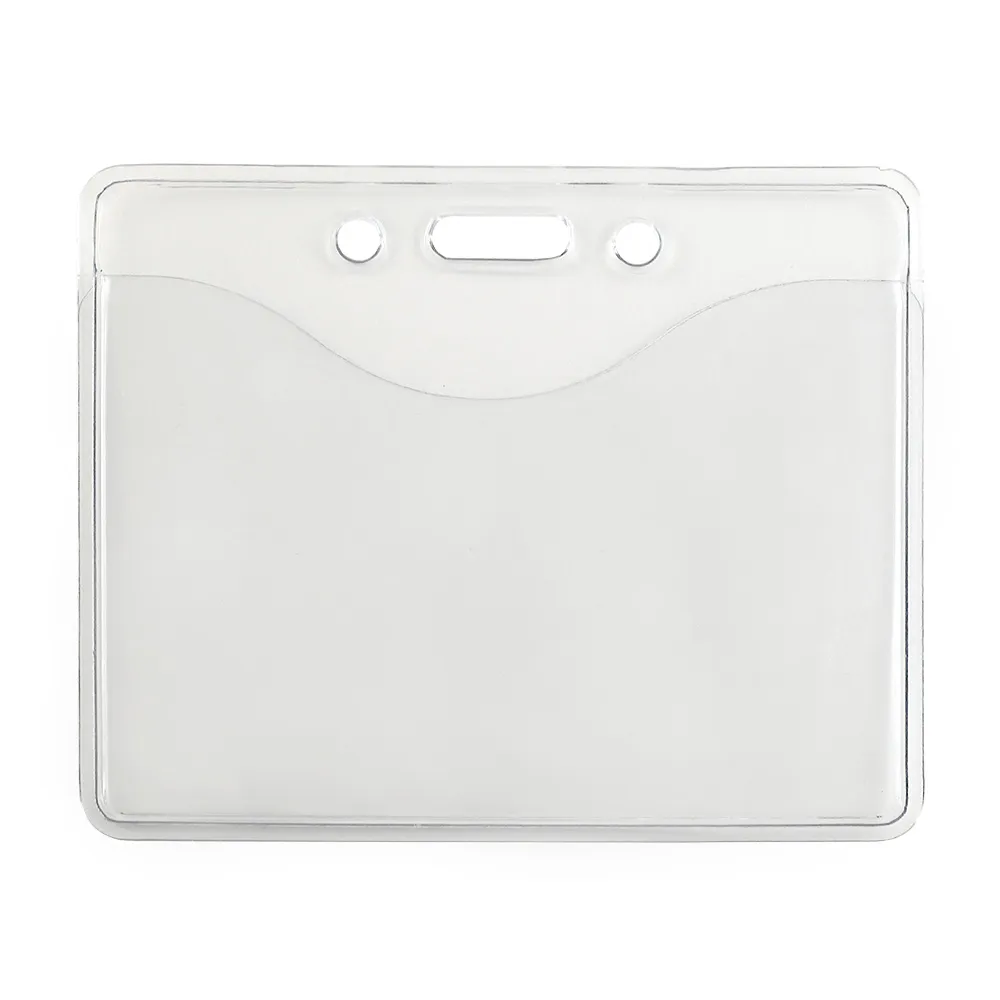 Premium 2-Pocket Horizontal Card Holder w/ Slot and Chain Holes