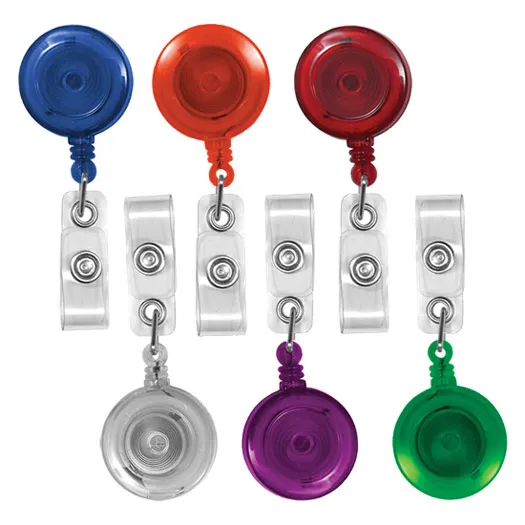 Translucent Round Badge Reels - Swivel Style Spring Clip - 100 Pack
